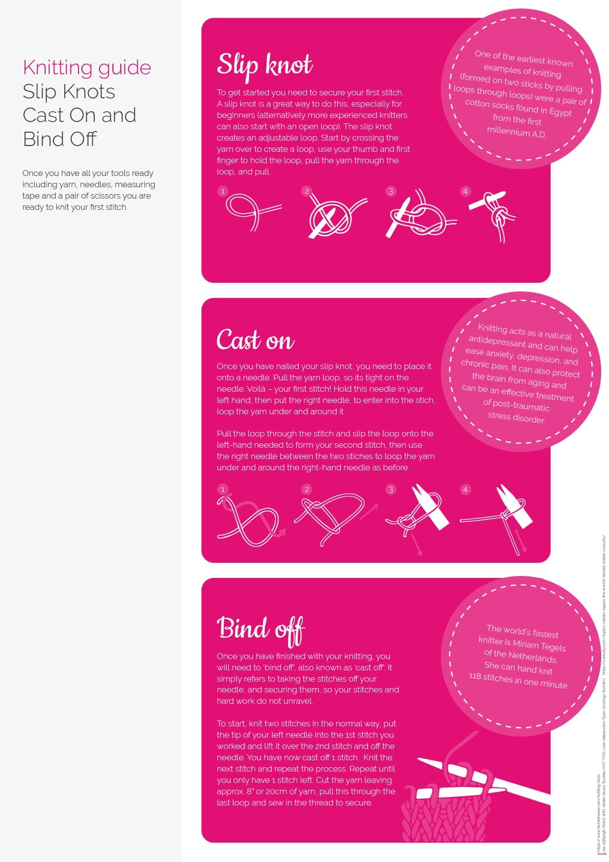 Knitting Guide - Slip Knots Cast On and Bind Off | King Cole